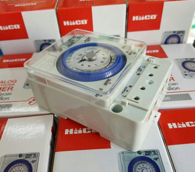Haco Timer Switch นาฬิกาตั้งเวลา 24 ชั่วโมง มีแบตเตอรี่สำรองไฟ รุ่น TM-B20 ไทม์เมอร์ แบบอนาล็อค ...
