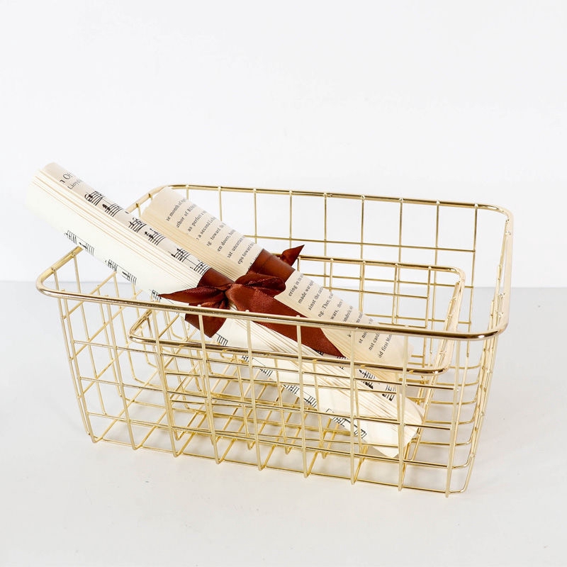 Northern European-Style Iron Rose Gold Storage BasketinsGold Storage ...