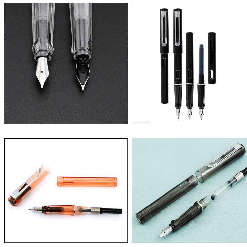New Portable Durable Transparent Demonstrator Fine Nib Fountain Pens ...