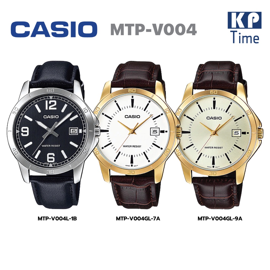 Casio นาฬิกาข้อมือผู้ชาย สายหนัง ทรงสปอร์ต กรอบเงา รุ่น MTP-VD01 ของแท้ ...