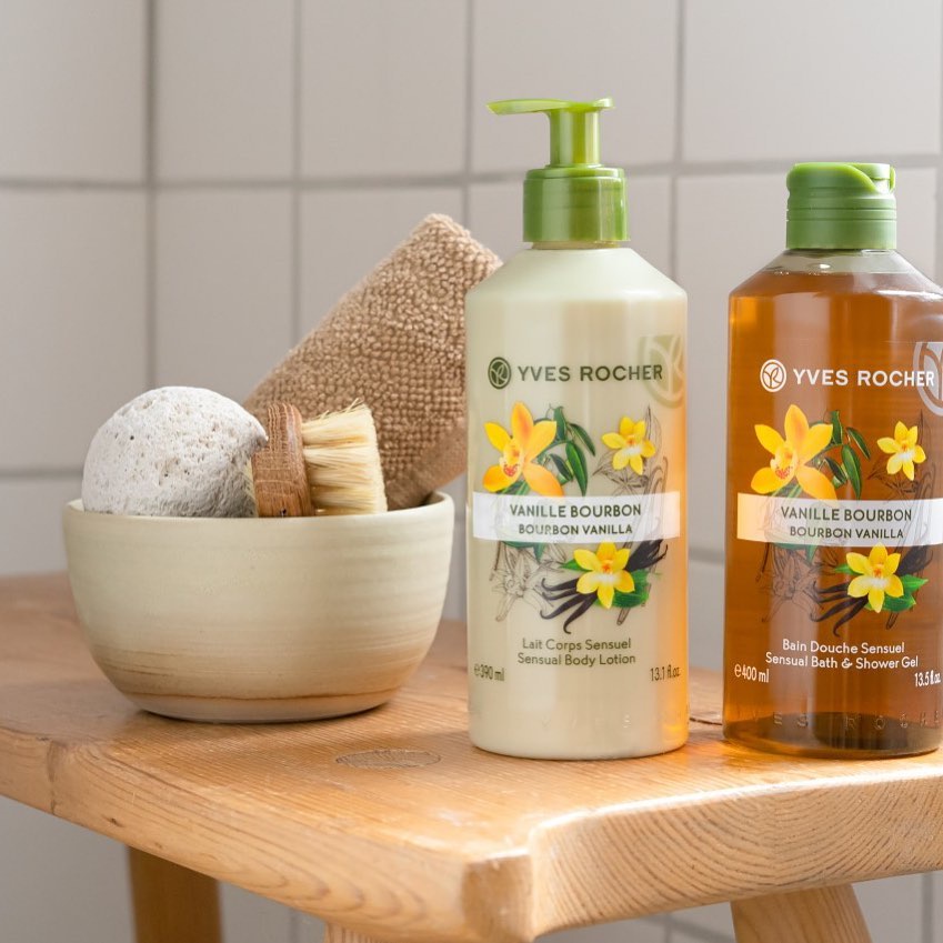 แพ็คคู่ Yves Rocher Sensual Body Lotion Bourbon Vanilla Bath Body Set ...