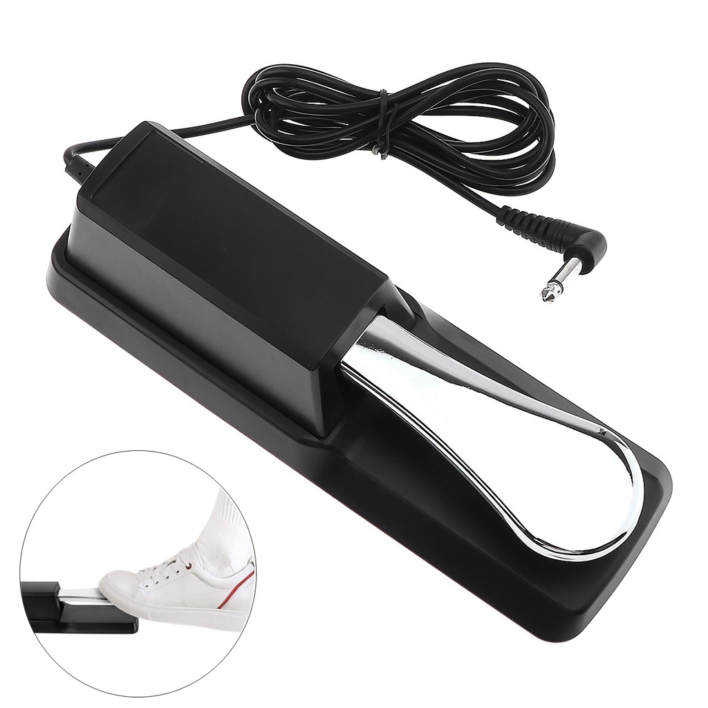 Universal Electronic Organ Piano Keyboard Sustain Pedal Damper Chrome ...