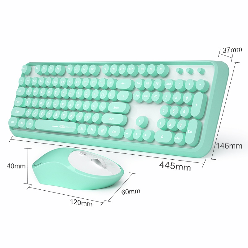 ┇MageGee Wireless Keyboard and Mouse Combo 2.4G Cute Round Mute ...
