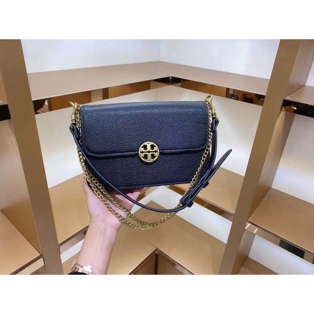 Tory Burch Chelsea Shoulder กระเป๋าแฟชั่นใหม่ ทรงสี่เหลี่ยมผืนผ้า หนัง ...