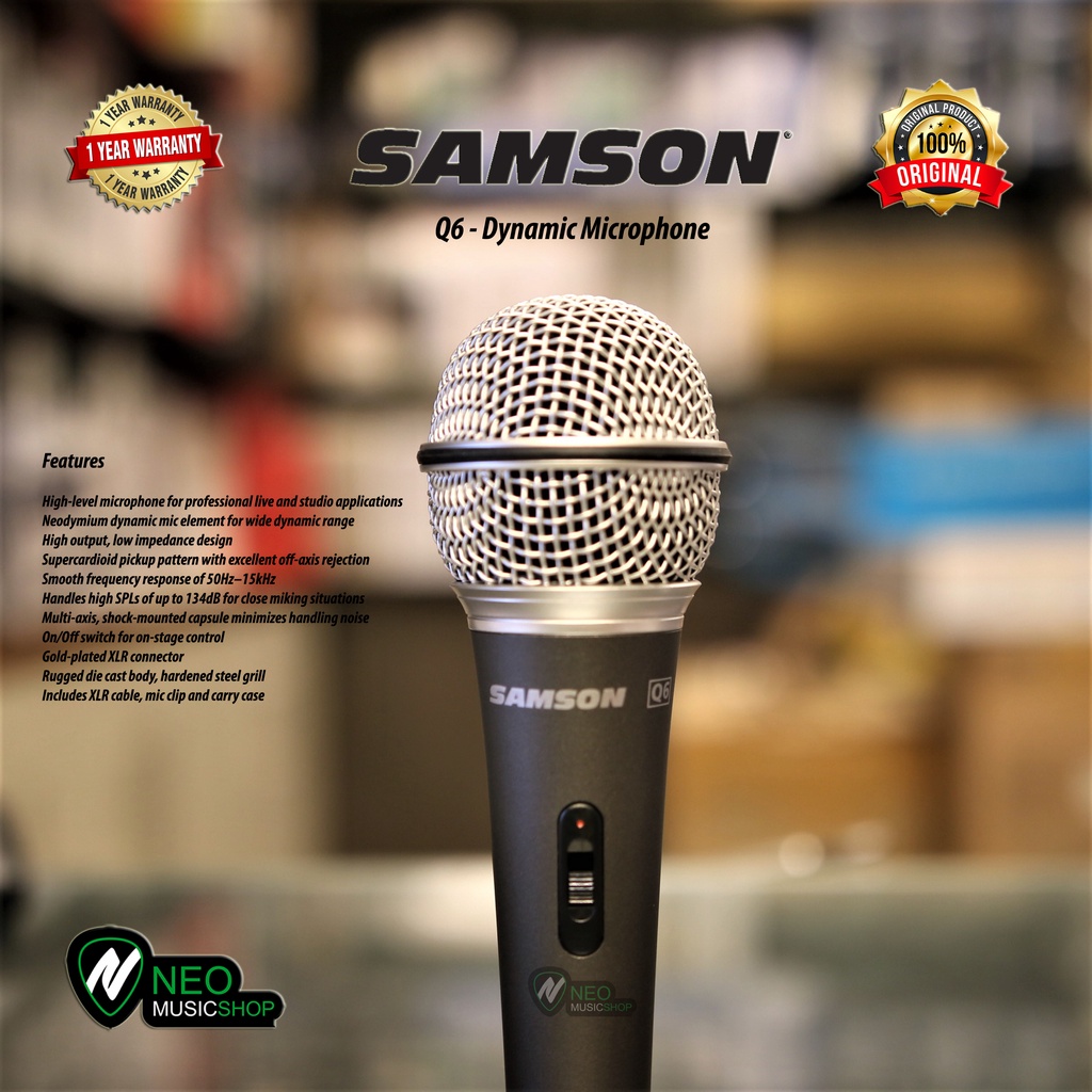 Samson Q6 Neodymium ไมโครโฟนซูเปอร์คาร์ดิออยด์ไดนามิก - neo_music.th ...