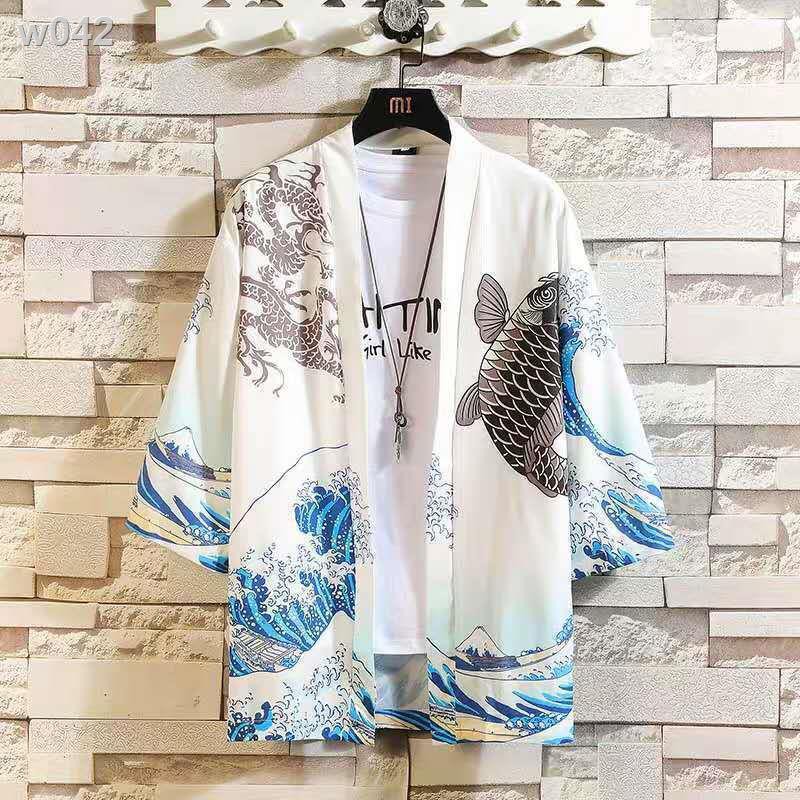 สไตล์จีนโบราณ Robe ผู้ชายฤดูร้อนปรับปรุง Hanfu ญี่ปุ่น Kimono น้ำแข็ง ...