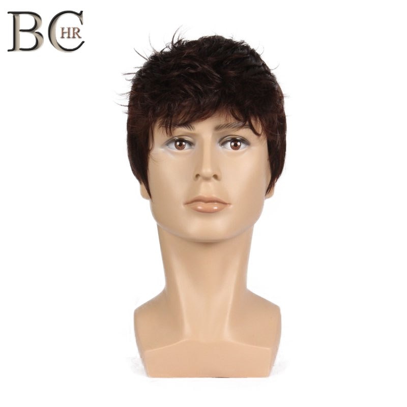 BCHR Short Men Wig Straight Synthetic Wig for Male Hair Fleeciness ...