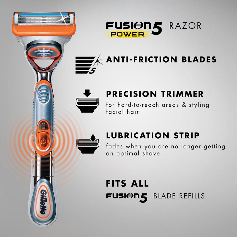 Gillette Fusion Power Electric Shaving Razor Blades 1 Handle 1 Blade For Men Beard Shaver Razors ...