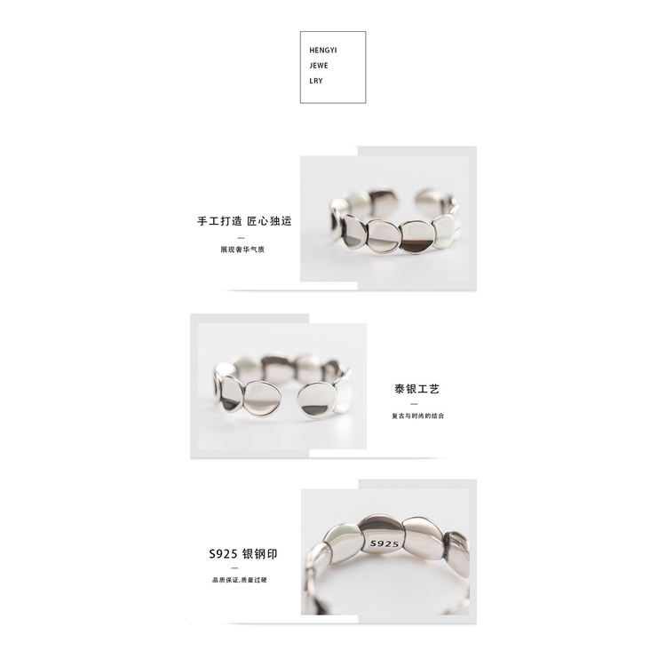 s925แหวนเงินแท้ของผู้หญิงinsสไตล์เย็นทันสมัยเงินไทยย้อนยุคการออกแบบที่เรียบง่ายเปิดเครื่องประดับ ...