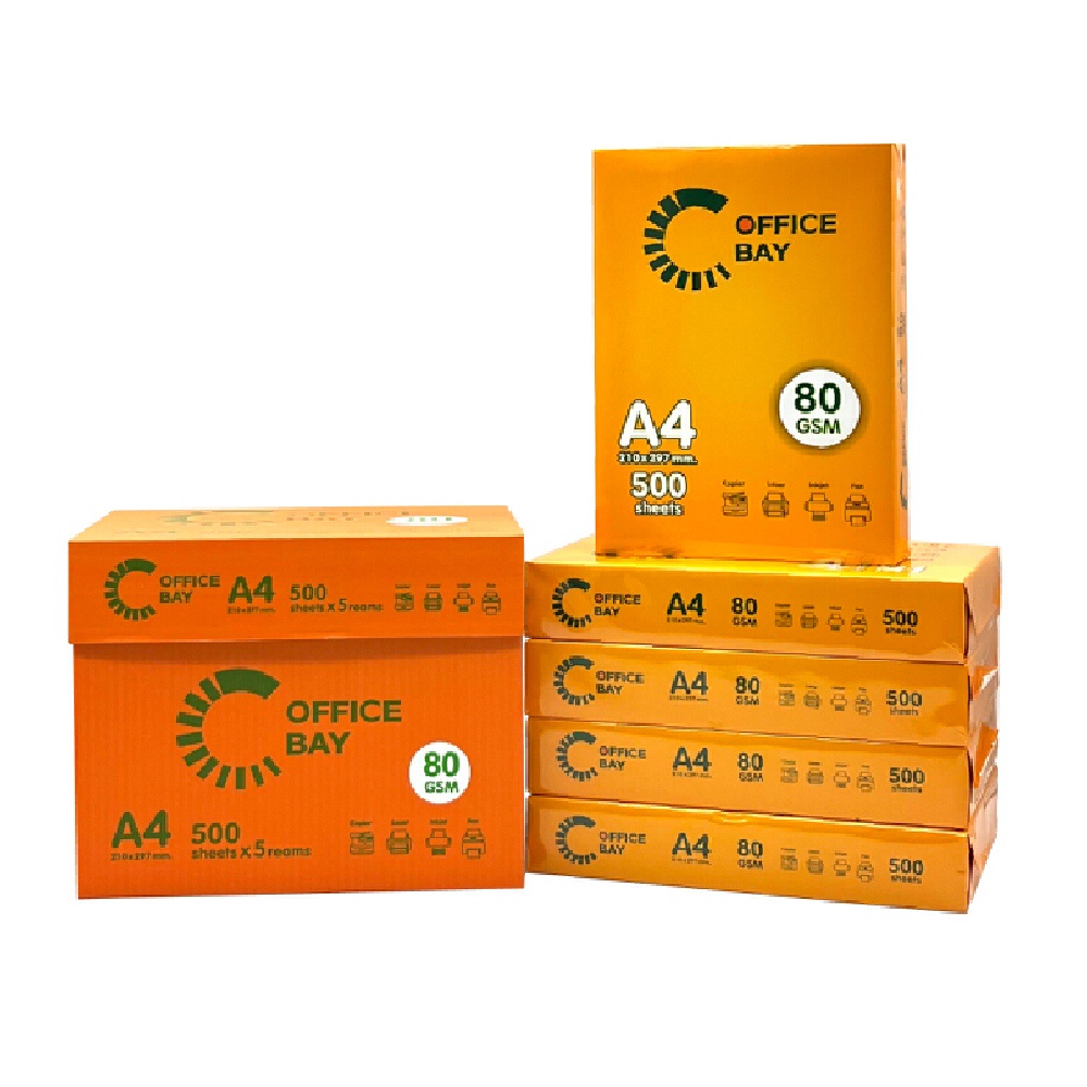 กระดาษถ่ายเอกสาร A4 80G 500แผ่นรีมแพ็ค5รีม(กล่อง) ออฟฟิศเบย - officemate - ThaiPick