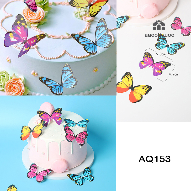 [outdoorandhome]50pcs Butterflies Edible Rainbow Diy Cupcake Fairy Cake