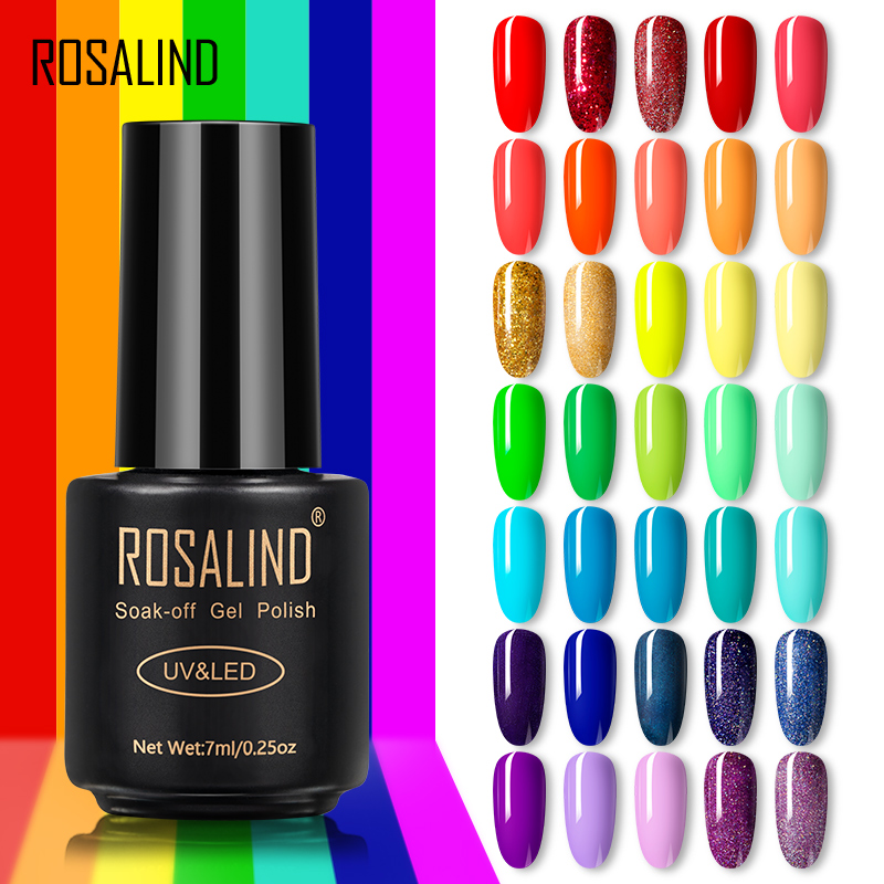 ROSALIND 7ml Soak Off Pure Color Rainbow Color Series เจลทาเล็บสดใส ...