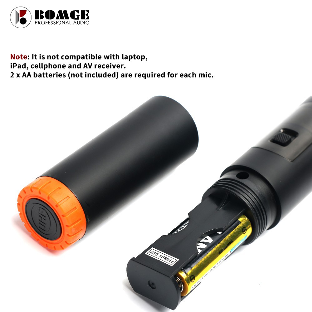 Bomge Vhf Frequencies 2 ช่องสัญญาณไมโครโฟนไร้สาย - bomge.th - ThaiPick