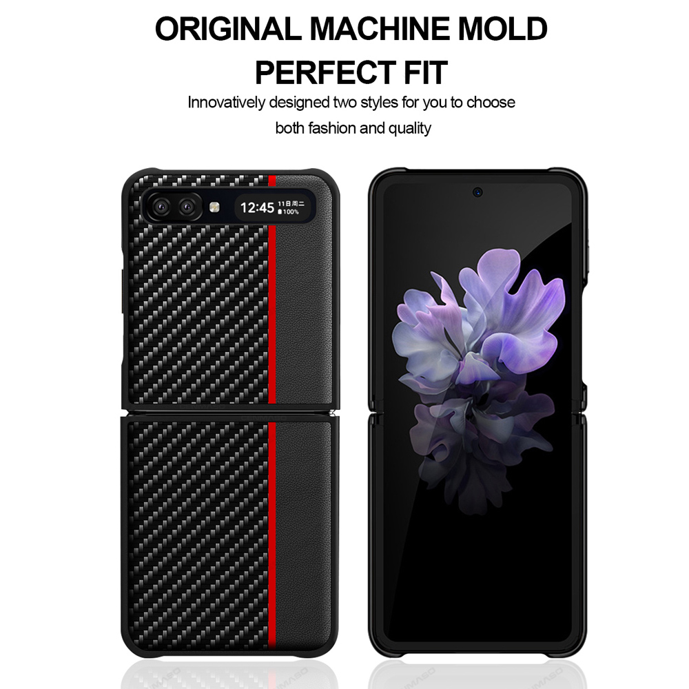 Miimall Z Flip Original หนังแท้คาร์บอนไฟเบอร์ Csae สำหรับ Samsung ...