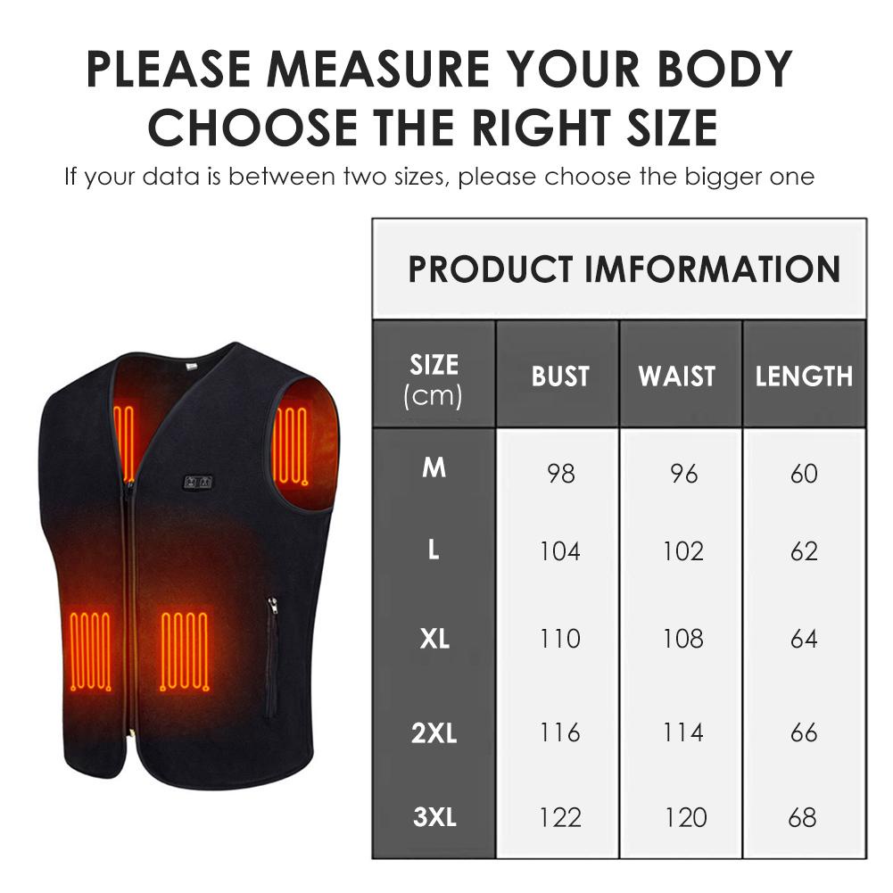 Winter USB Heated Vest 3-speed Adjustable Temperature Self-heating Vest ...