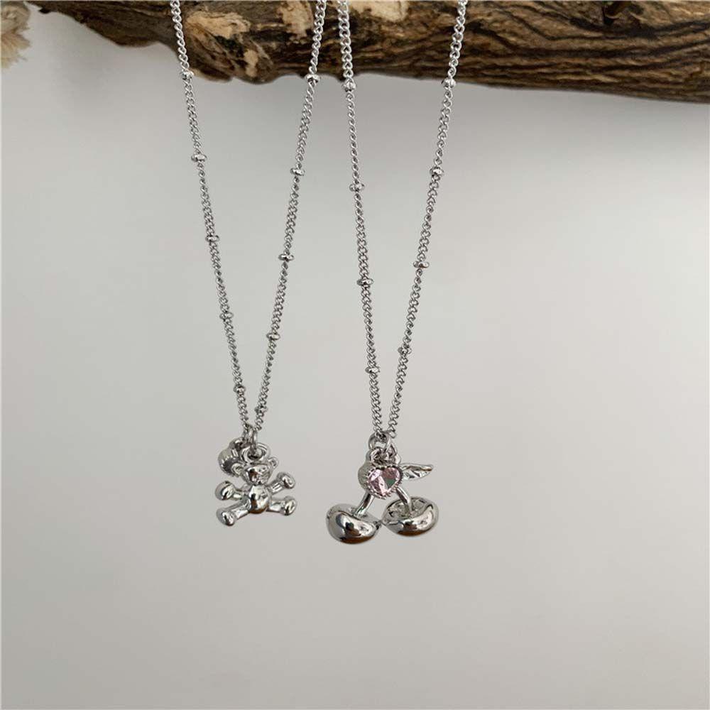 AUGUSTUS Cute Bear Necklace Sweet Fashion Jewelry Women Clavicle Chain ...