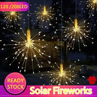 DIY 120 /200 Solar Fireworks Outdoor LED Firework Explosion Star ...