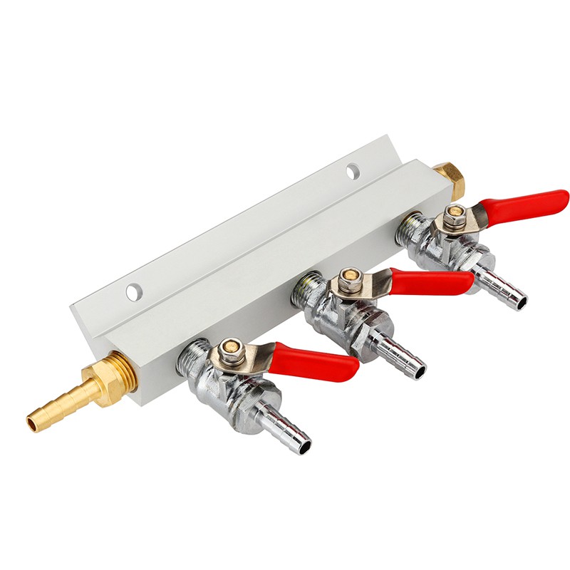 3 Way Co2 Gas Distribution Block Manifold With 7Mm Hose Barbs Home ...