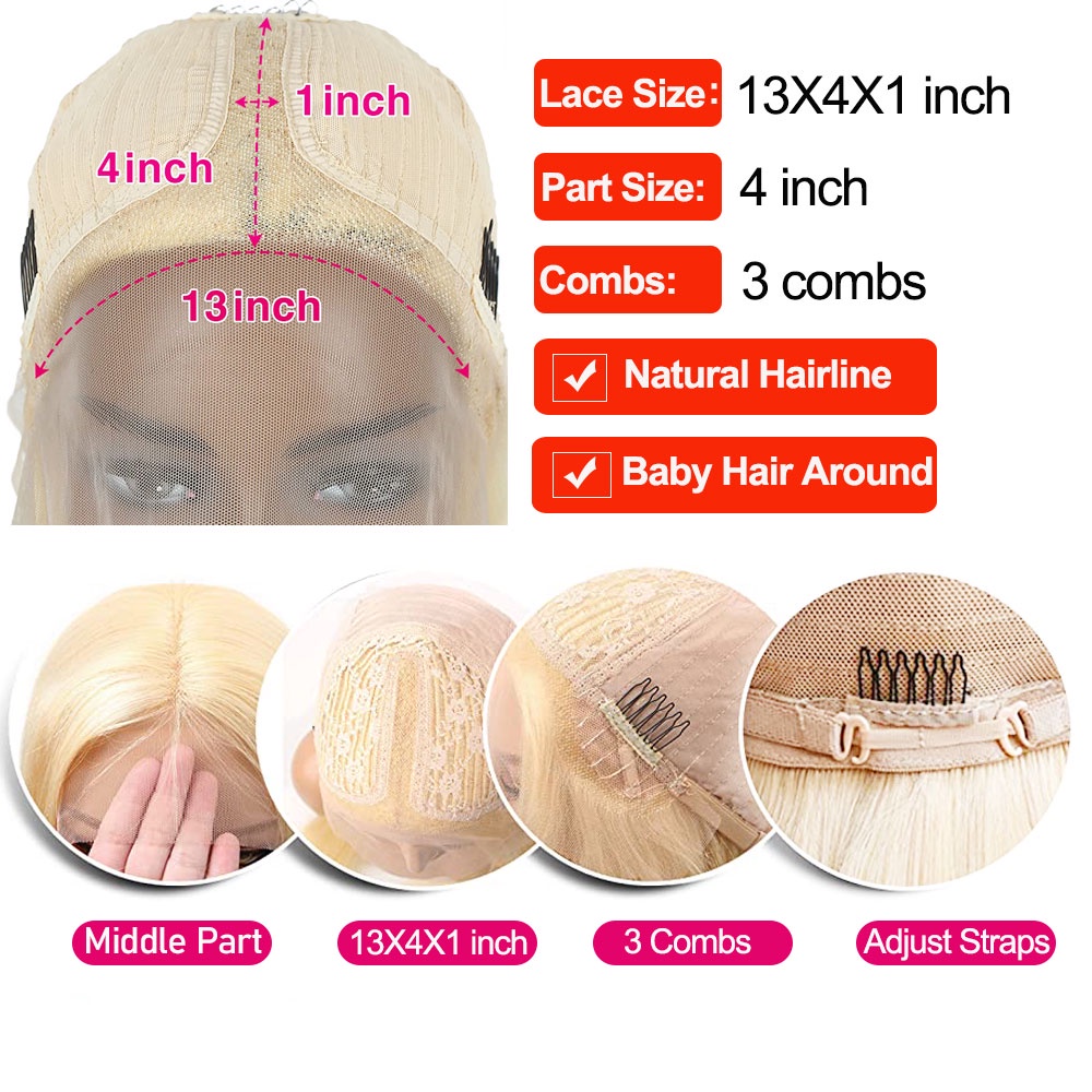 Orange Ginger Synthetic Lace Front Wig Short Bob Wig Transparent Balck ...