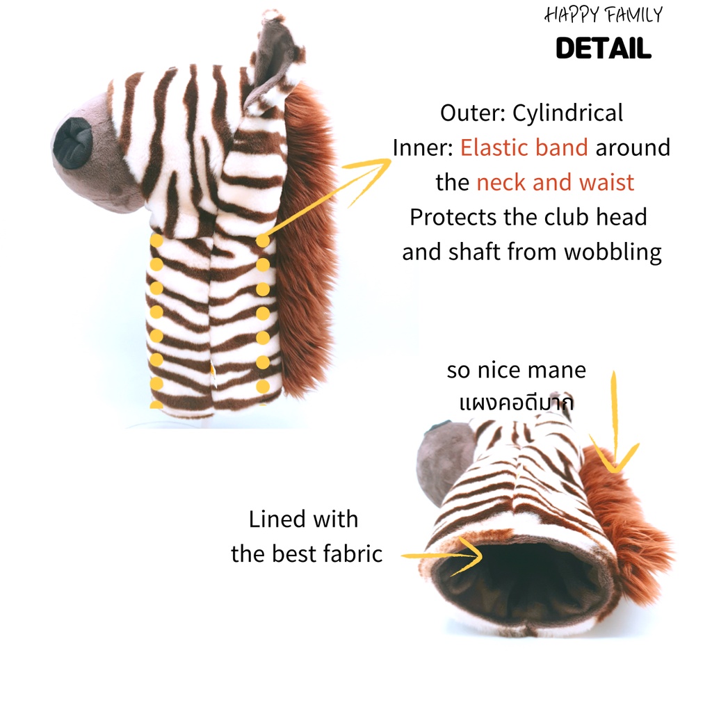 WICOGolfGolf Club Head Cover Happy Family Wild Animal Zebra Driver ...