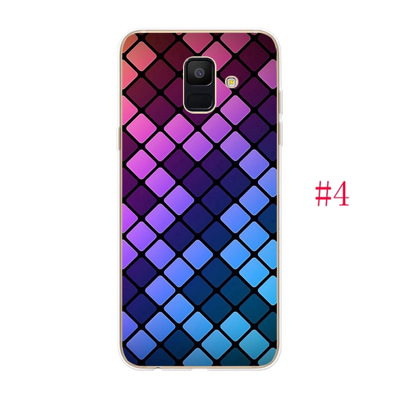 เคสโทรศัพท์มือถือ Samsung A6 A6 A8 A8 Plus A7 A9 2018 ปลอก TPU อ่อน สีลวดลายสี่เหลี่ยมจัตุรัส ...