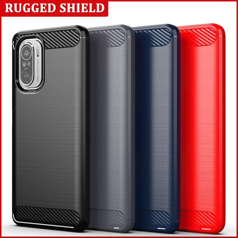 Xiaomi Redmi K40 Pro+ Case Carbon Fiber Shockproof Soft Silicone Protective Phone Bumper Cover ...