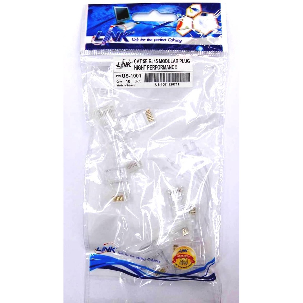 Link RJ45 CAT5E PLUG หัวแลน รุ่น US-1001 (10 หัว) 5ซอง 200บาท | Shopee ...