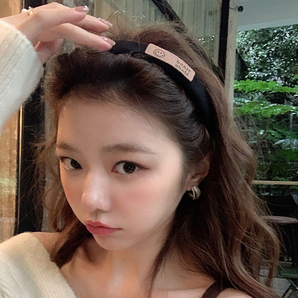 MENGXUAN Cute Flocking Hairbands Retro Korean Style Smile Face Hair ...