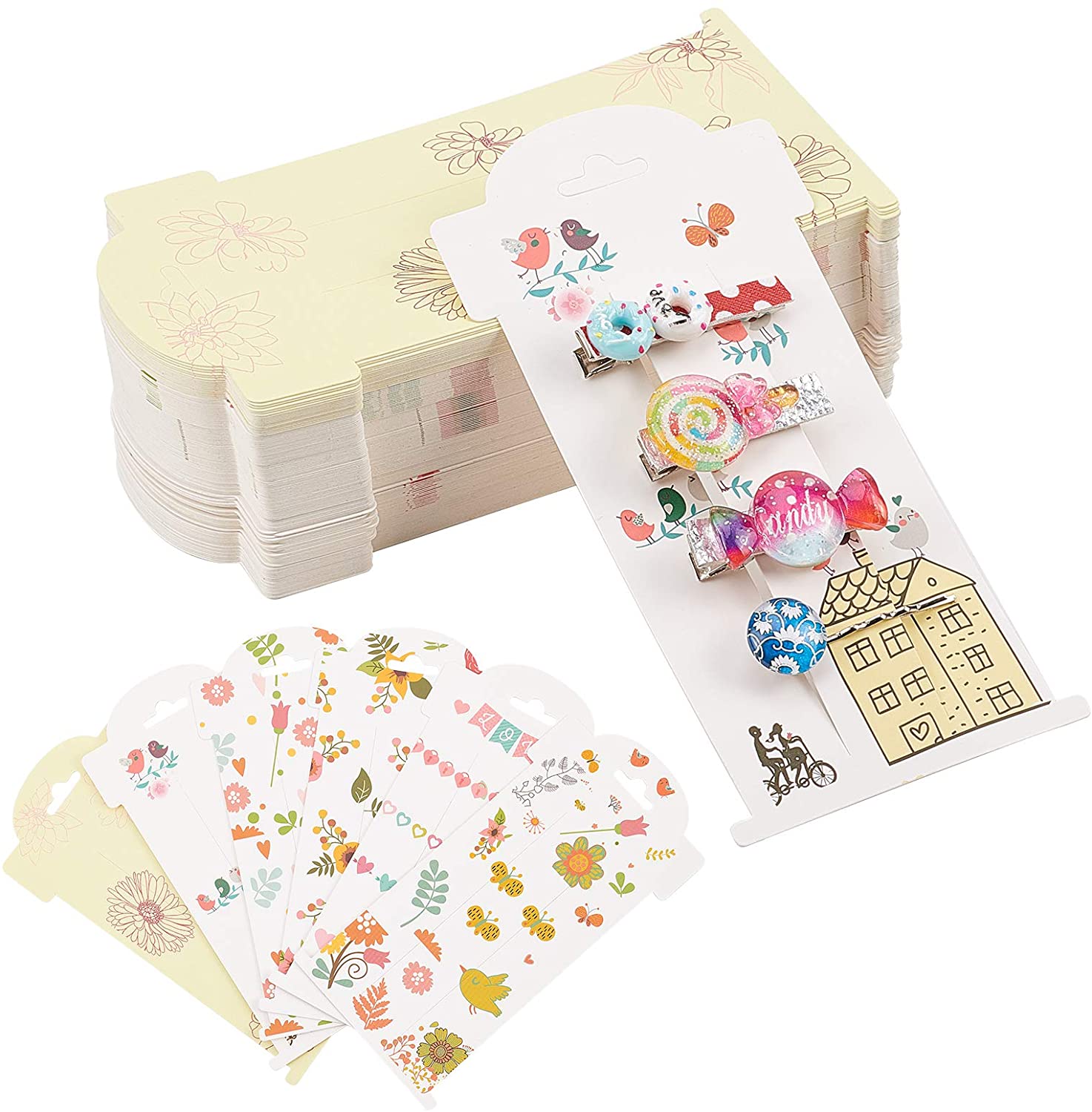 BeeBeecraft 108pcs 6 Styles Hair Clip Display Cards 6x3 Inch ...