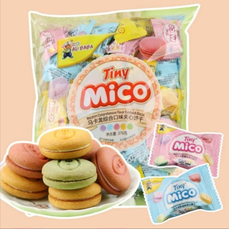 มินิมาการอง Tiny Mico แบบถุง ถุง60ชิ้น376กรัมพร้อมส่งมินิมาการอง บิตกิต คุกกี้ สอดไส้ ...
