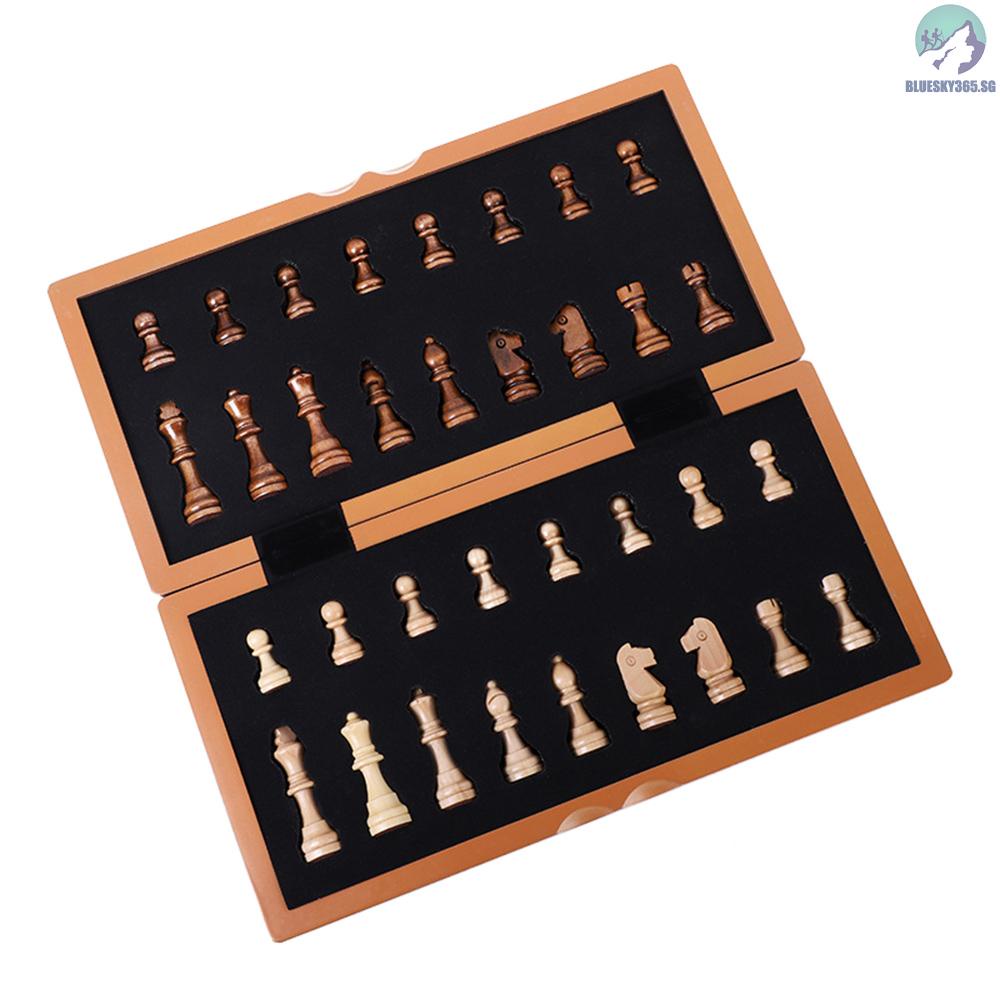 Magnetic Wooden Folding Chess Set with Felted Game Board Interior ...
