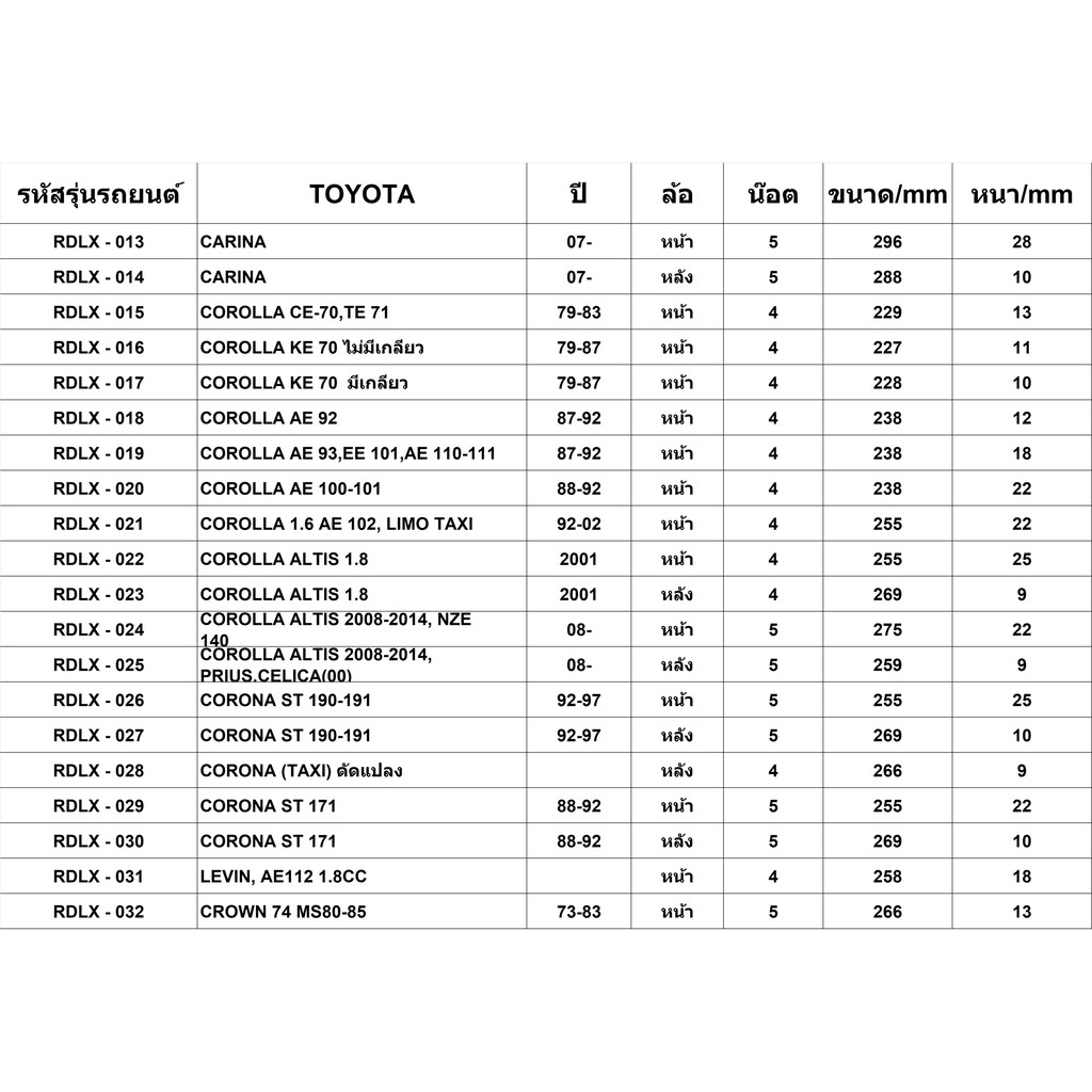 จานเบรค RUNSTOP Toyota Carina Corolla CE KE AE Altis Prius Corona ST ...