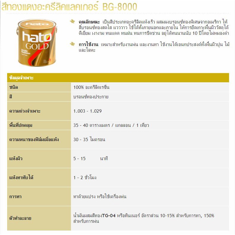 HATO ฮาโต้ สีน้ำมันทองแดง BG-8000 0.946ลิตร (14แกลลอน) สีทองแดงน้ำมัน สีทองแดง สีทองแดงฮาโต้ สี ...