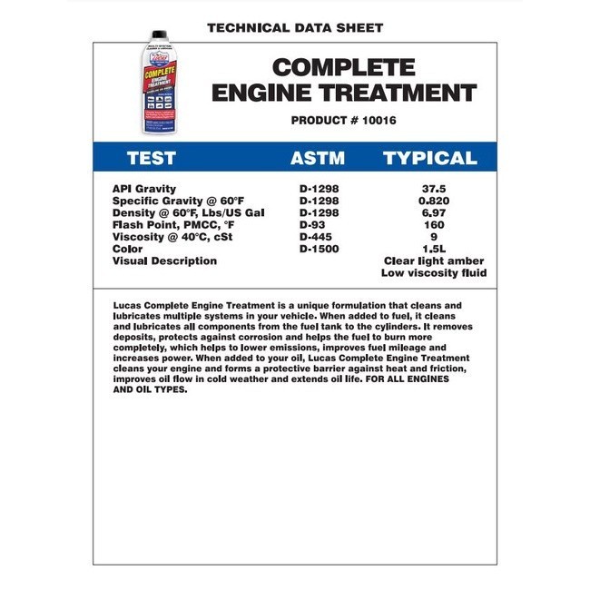 Lucas Complete Engine Treatment ปริมาณ 473 ml - tnautocare - ThaiPick