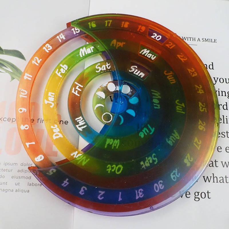 J 3Pcs DIY Perpetual Calendar Resin Mold Rotatable Circular Wall ...
