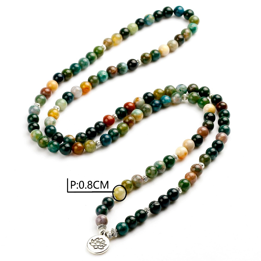 108 Tibetan Buddhist Mala Natural India Onyx Stone Bead Dual-use Women ...