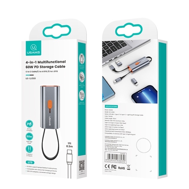USAMS U79 USB เป็น Type-C USB-C Type-C USB-C 4in 1 PD60W - k.accessories - ThaiPick