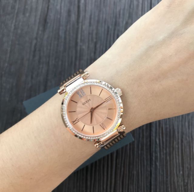 สด-ผ่อน) นาฬิกา สีโรสโกลด์ Guess Analog Rose Gold Dial Ladies Watch ...