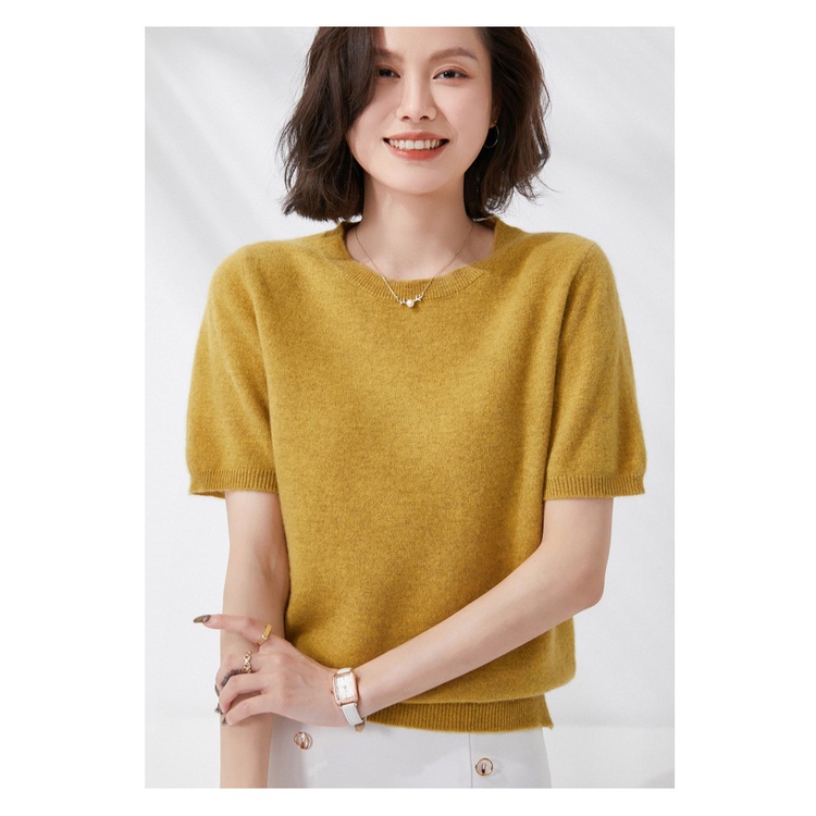 Herberty มีไซส์ M-XL เสื้อไหมพรม คอกลม แขนสั้น เสื้อสเวตเตอร์ คอกลม ...