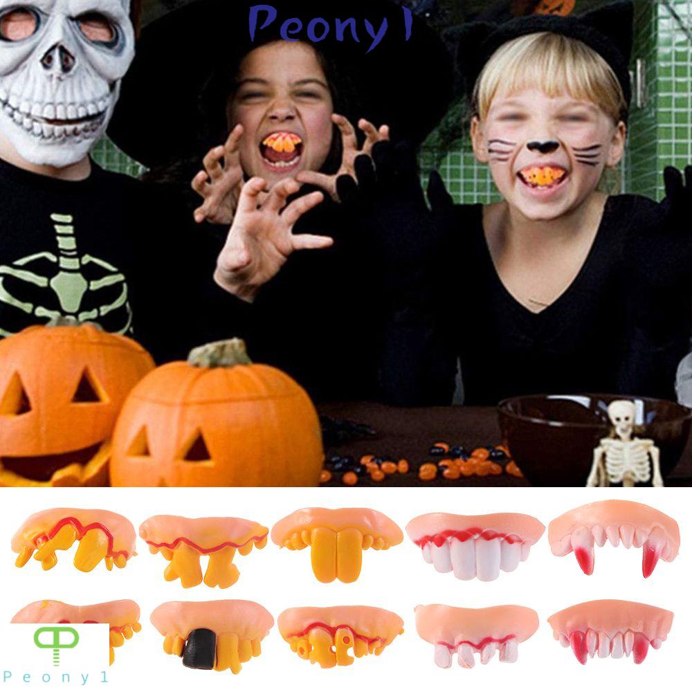 PENY 10pcs Artificial Funny Dentures Wacky Happy Halloween False Teeth ...