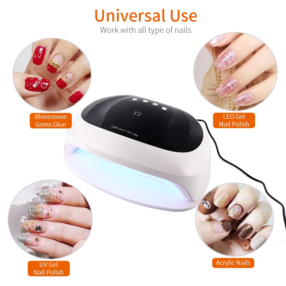 72W Large Nail Dryer LED UV Lamp Intelligent Sensor Nail Gel Dry UV ...