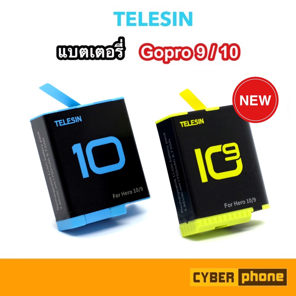 Battery TELESIN กล้อง GoPro Hero ทุกรุ่น 10 9 8 7 6 5 แท้ ประกัน 3 เดือน แบตเตอรี่ แบต Gopro9 ...