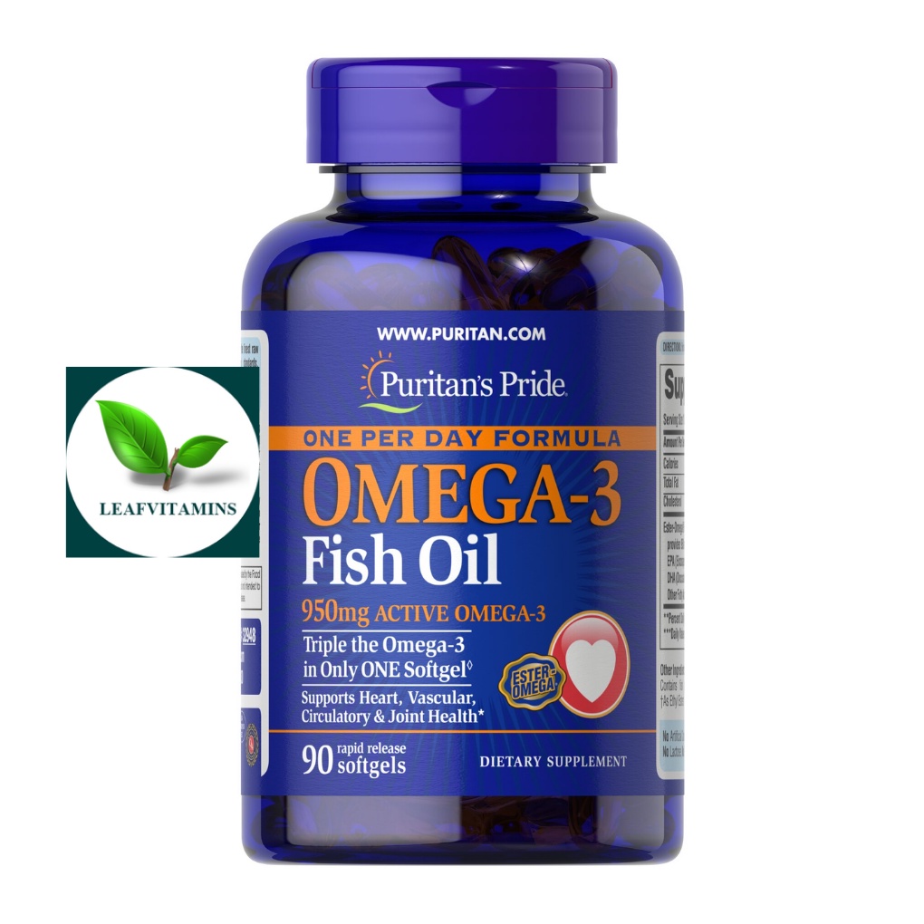 Puritan's Pride One Per Day Omega-3 Fish Oil 1400 mg (950 mg Active Omega-3) / 90 Softgels ...