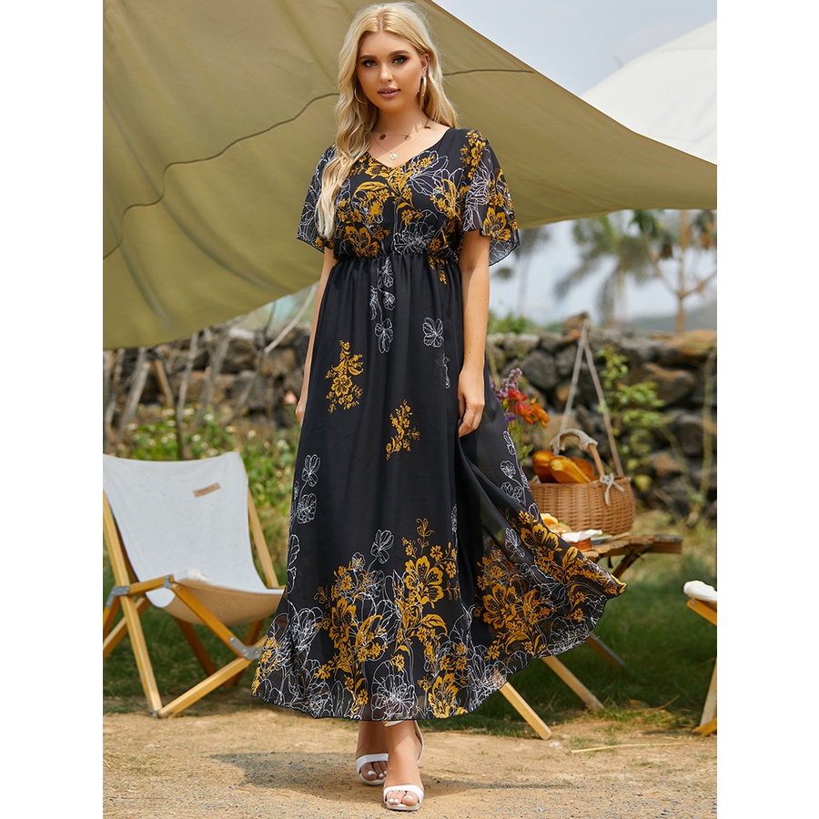 2021 Women39s Summer Sundresses Plus Size 5XL Female V Neck Short ...