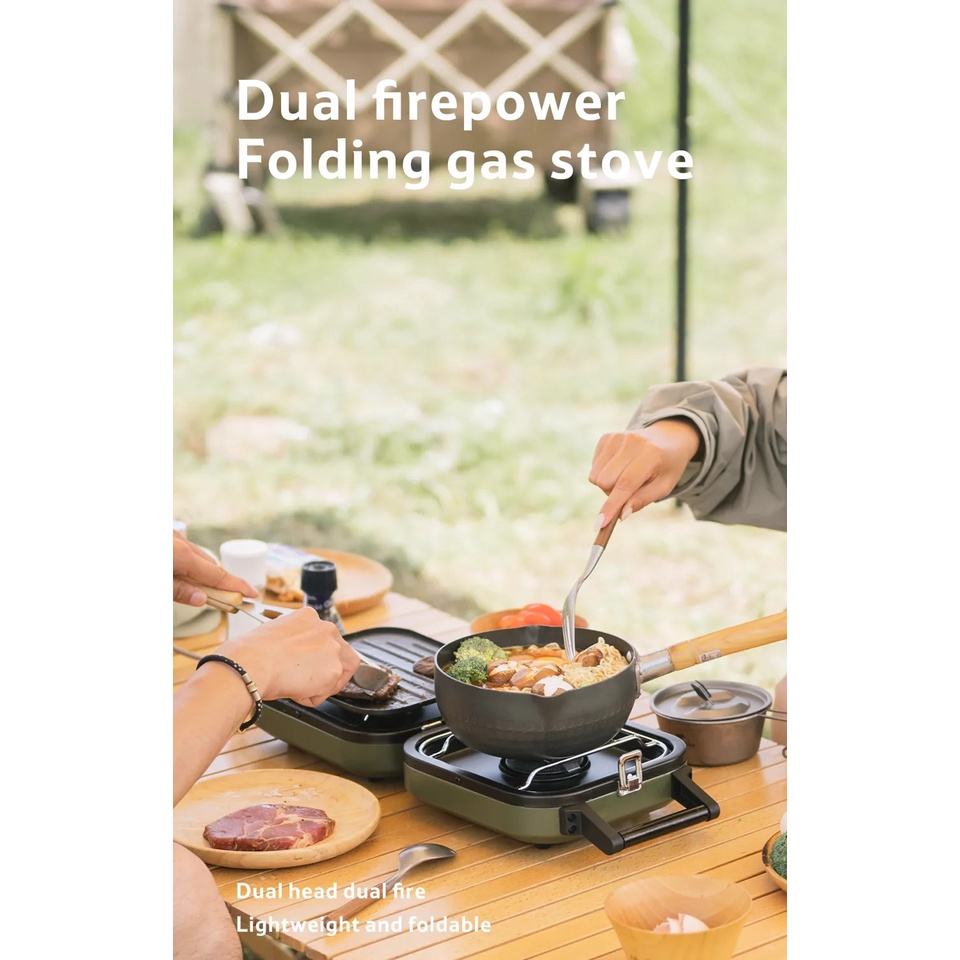 DOUBLE FIRE FOLDING GAS STOVE เตาแก๊สพกพา 2 Bernner ใช้ทำ BBQ และทำชาบู ...