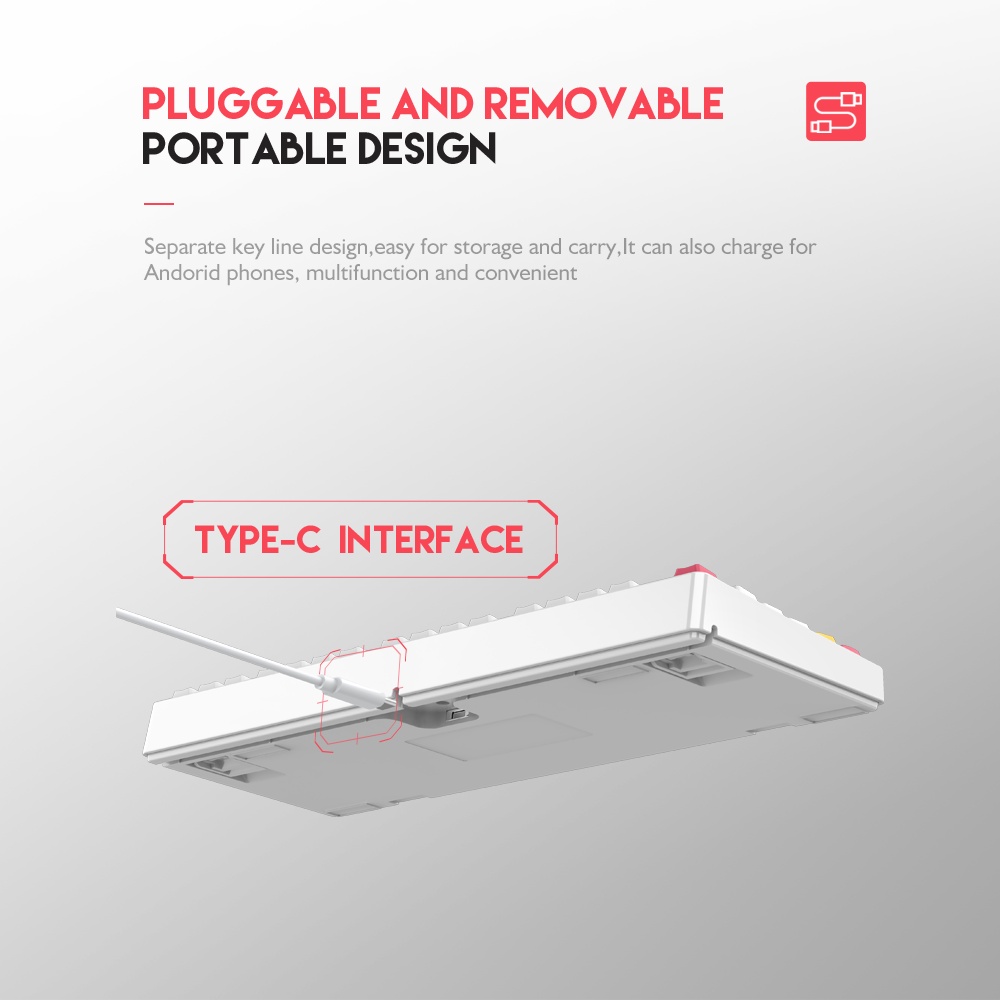 BabySnail BS-NK100 REAL BLUE Switch Mechanical Keyboard 87 keys/Button ...