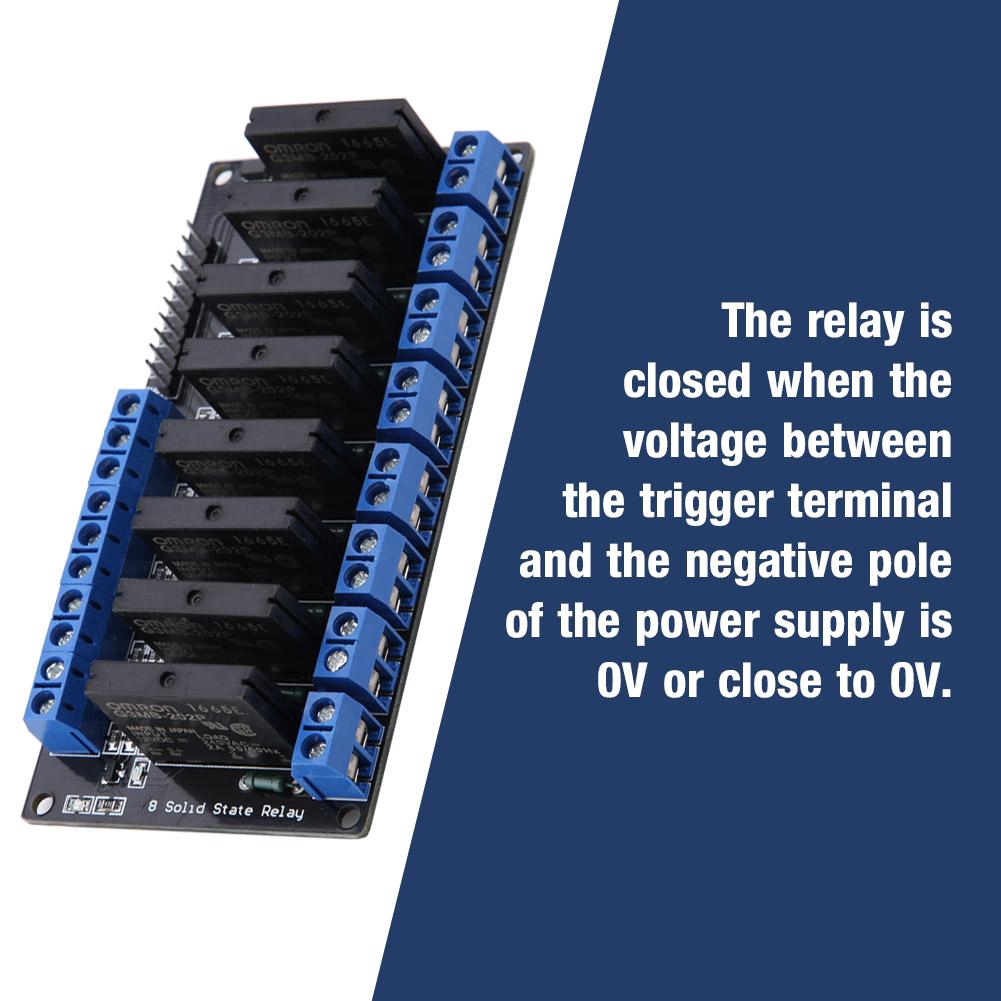 8 Channels Solid State Relay Module DC-AC Low Level Trigger with Fuse ...