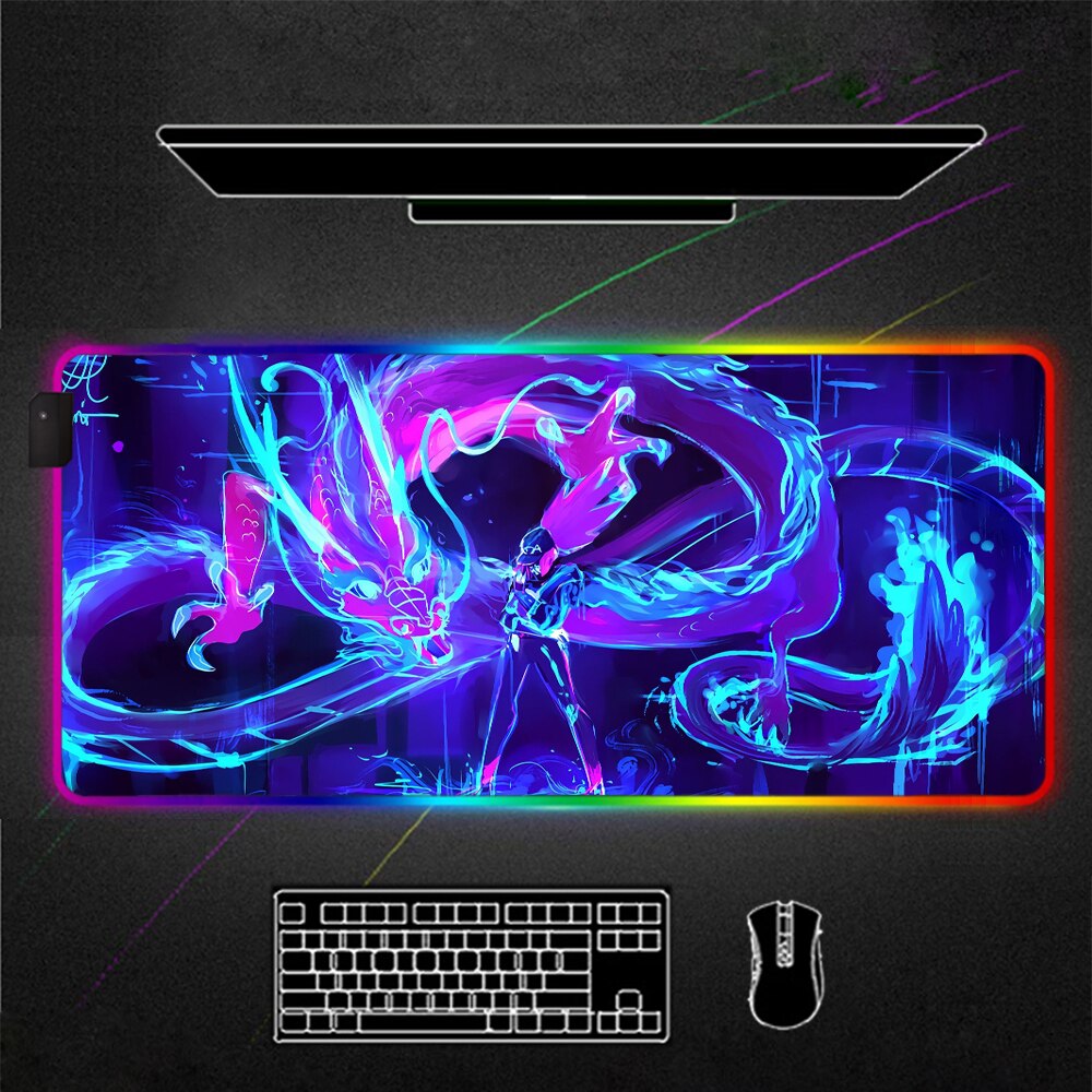 2021-League of Legends Kda Akali Mouse Mat Keyboard Pad Backlit Mat Led ...