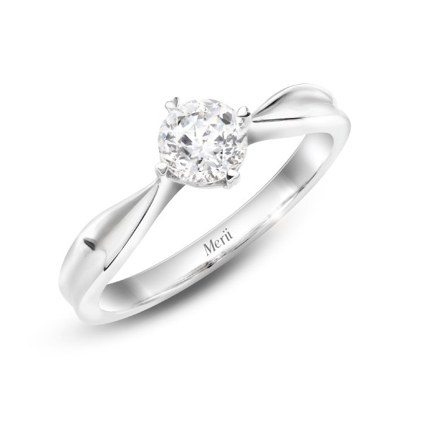 Merii แหวนเงินแท้ 925 ชุบโรเดียม ประดับเพชร CZ ขนาด 5 mm ฝัง4หนามเตย ...