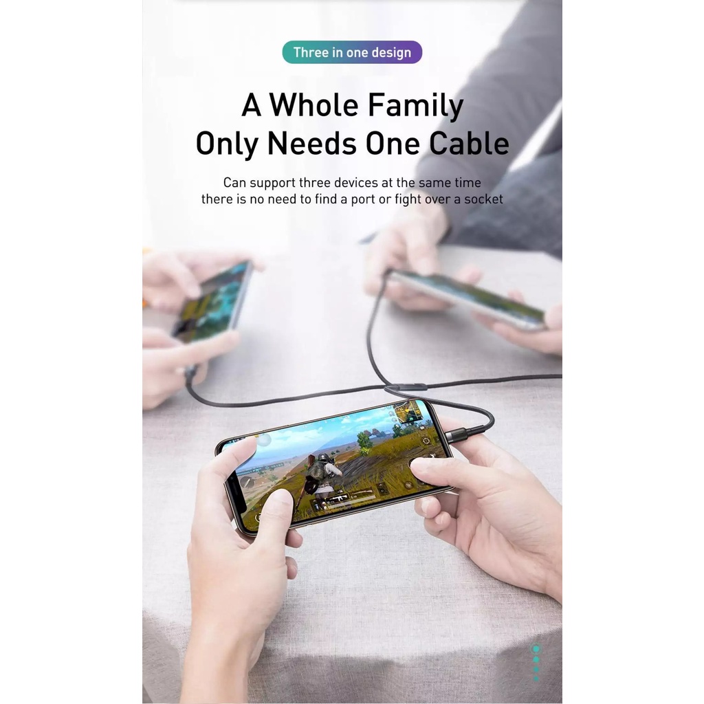 Baseus 3 in 1 USB To Type-C Micro USB iPhone Charger Data Cable 1.2M ...